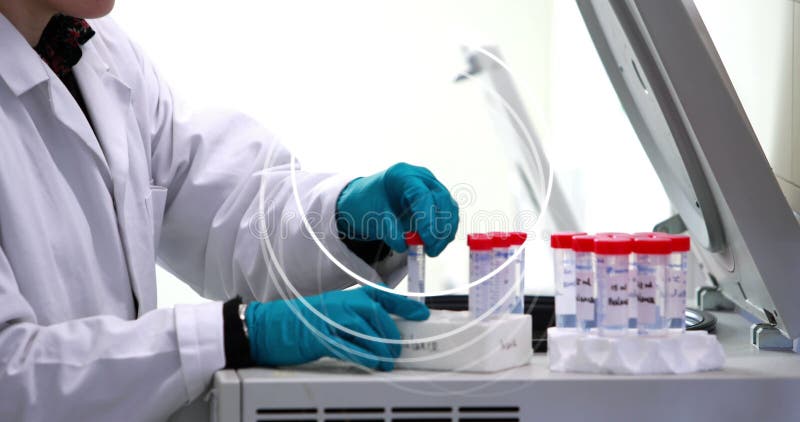 Image of Circles Over Female Scientist in Laboratory Stock Image ...