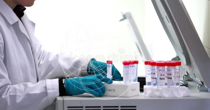 Image of Circles Spinning Over Male Scientist in Laboratory Stock Photo ...