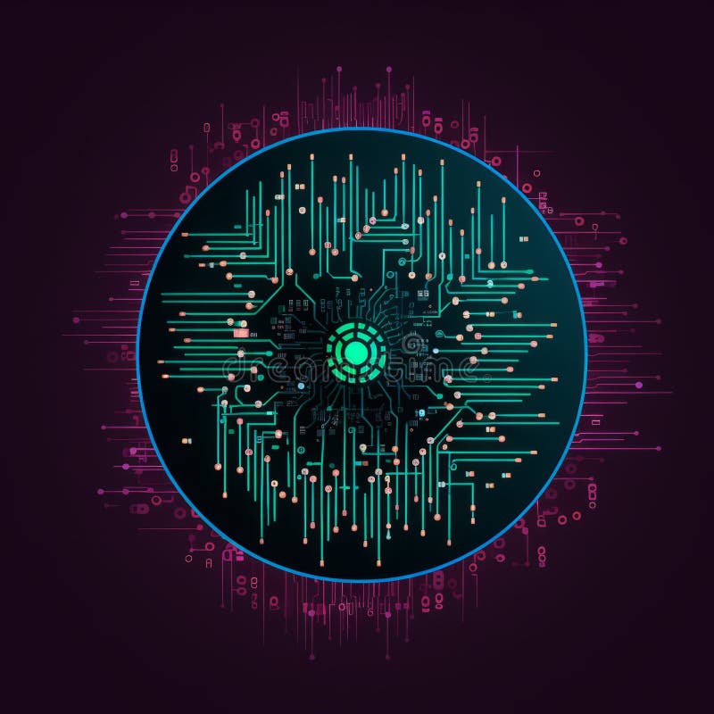 An Image of a Circuit Board with a Circle in the Center Stock ...