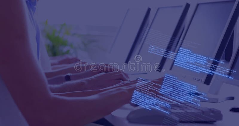 Image of Circuit Board with Data Processing Over Diverse People Using Computers Stock Image ...