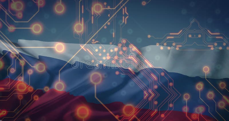 Image of Circuit Board Over Flag of Russia Stock Image - Image of ...