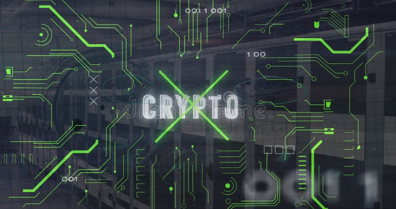 Image of Circuit Board Pattern, Binary Codes and Crypto Text Over ...