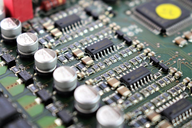 An Image of a Circuit Board, Various Components Stock Image - Image of ...