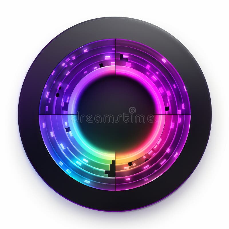 An Image of a Circular Button with Colorful Lights Stock Illustration ...