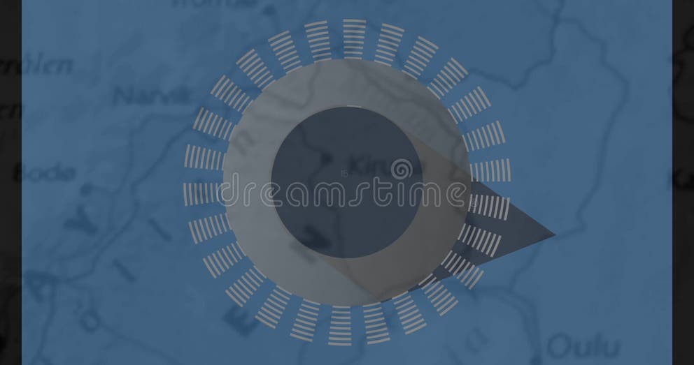 Image of Circular Grey Scanner Processing Over Part of Blue Map Stock ...