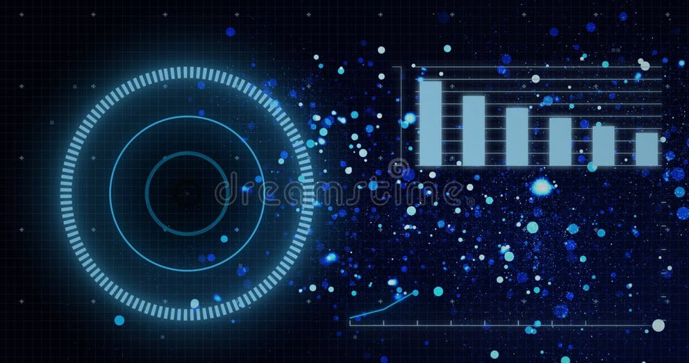 Image of Circular Scanner and Processing Data Over Blue Particles on ...