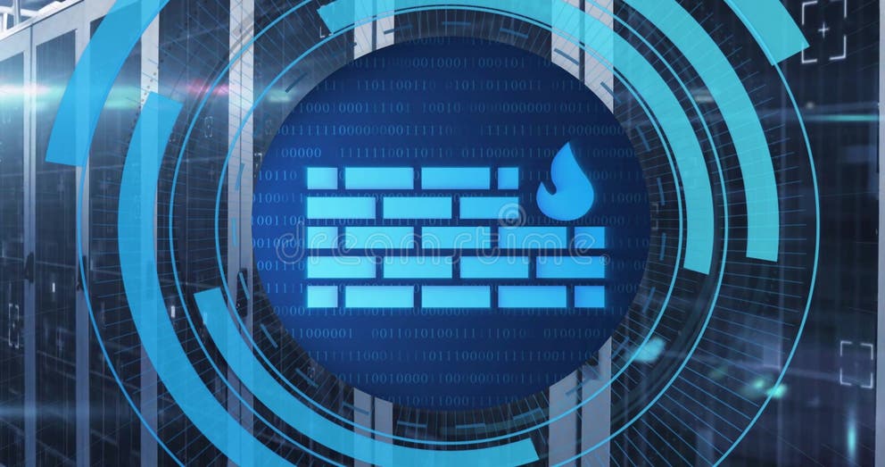 Image of Circular Scanner Processing Firewall Data Over Server Room ...