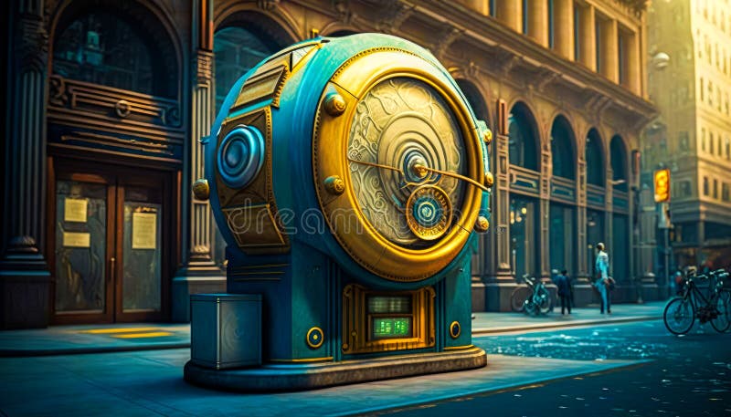 An Image of Clock on City Street. Generative AI Stock Illustration ...
