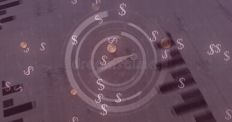Image of Clock and Dollar Symbols Over Data Processing Stock ...