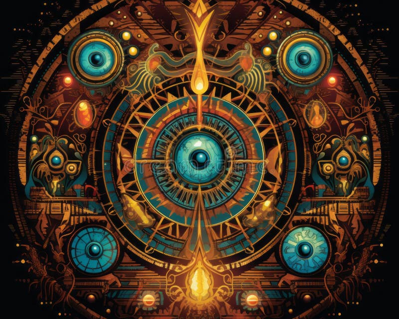 An Image of a Clock with an Eye in the Center Stock Illustration ...