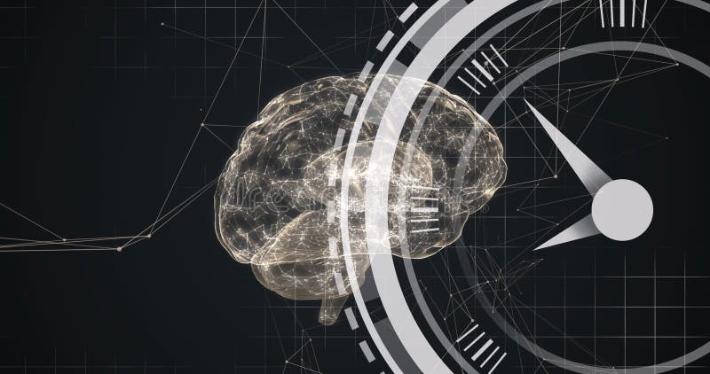 Image of Clock Moving Over Brain on Black Background Stock Photo ...