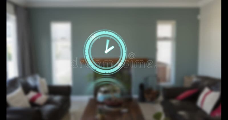 Image of Clock Moving Over Empty House Interior Stock Illustration ...