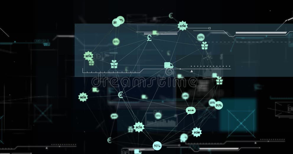 Image of Clock and Network of Connections Over Dark Background Stock ...