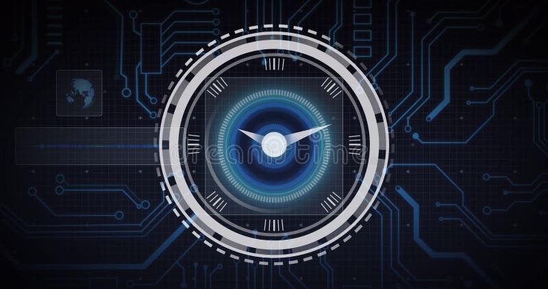 Image of Clock, Scope Scanning and Data Processing Stock Photo - Image ...