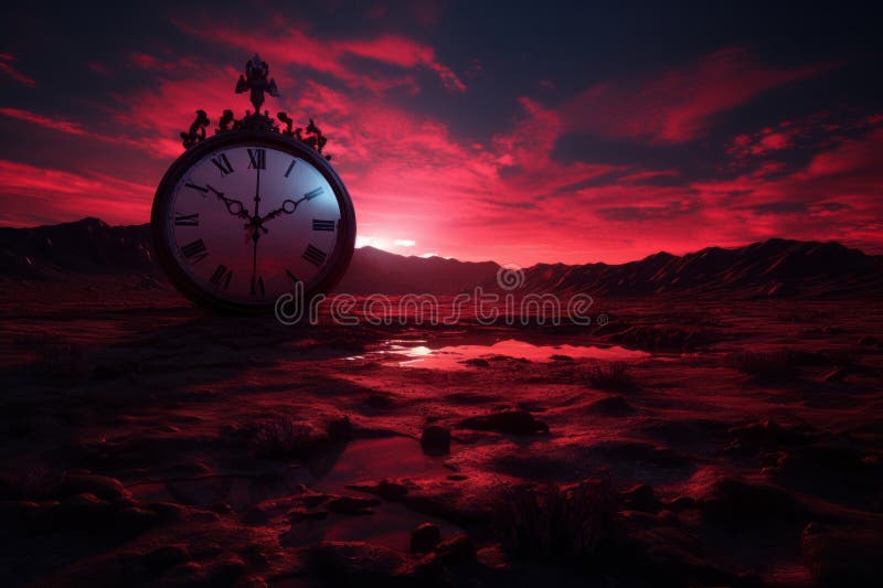An Image of a Clock Sitting in the Middle of a Desert Stock ...