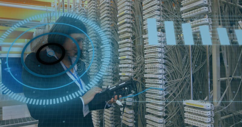 Image of Clock and Statistics Processing Over Shelves in Warehouse ...