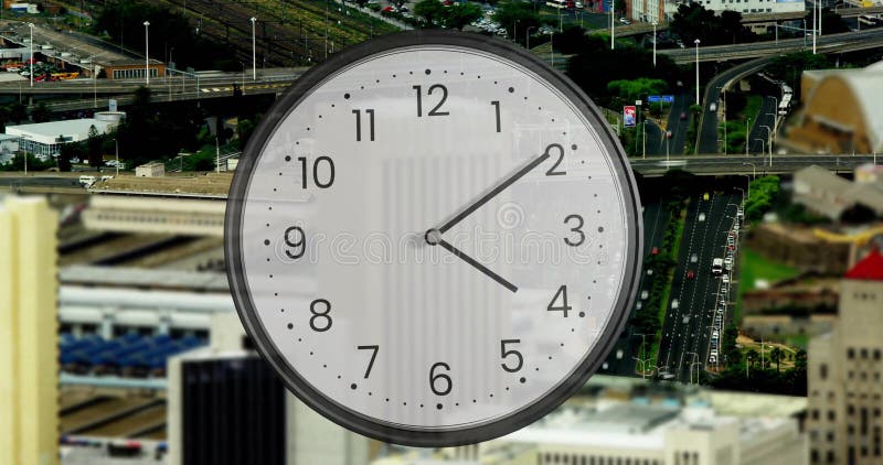 Image of Clock Ticking Over Cityscape Stock Image - Image of ...