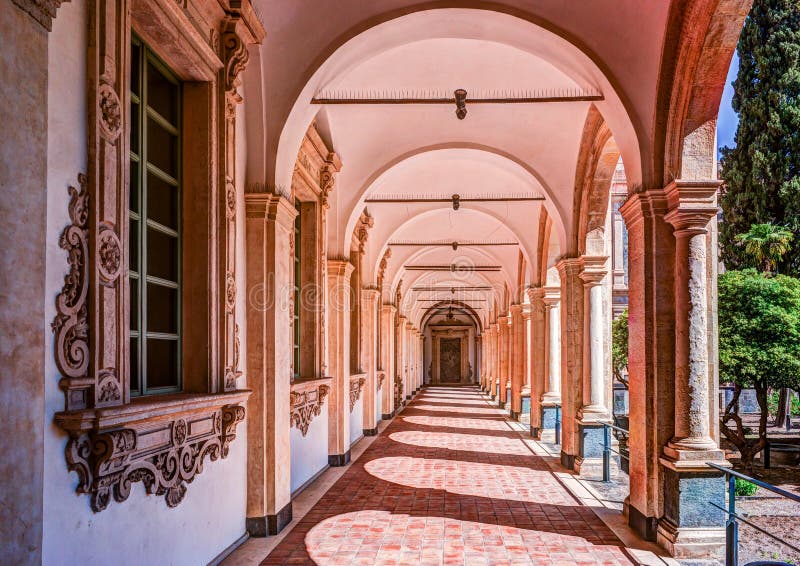 Image of the Cloister Arches Inside a Monastery. Stock Image - Image of ...