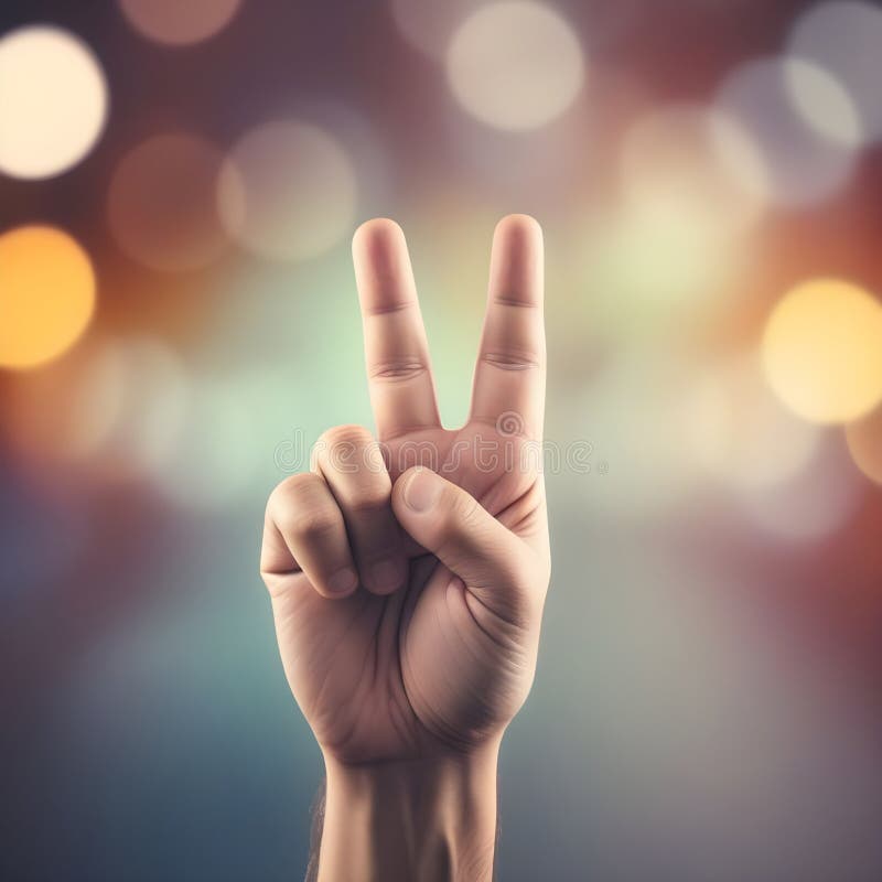 Image of the Close Shot of a Human Hand with 2 Fingers Sign for Peace ...