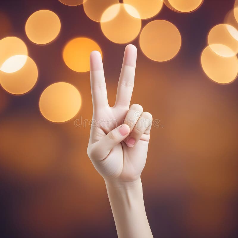 Image of the Close Shot of a Human Hand with 2 Fingers Sign for Peace ...
