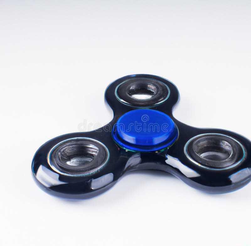 Image of Close Up of Black and Blue Fidget Spinner on White Background ...
