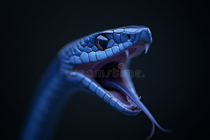 The Image is a Close-up of a Blue Viper with Its Fangs Exposed ...