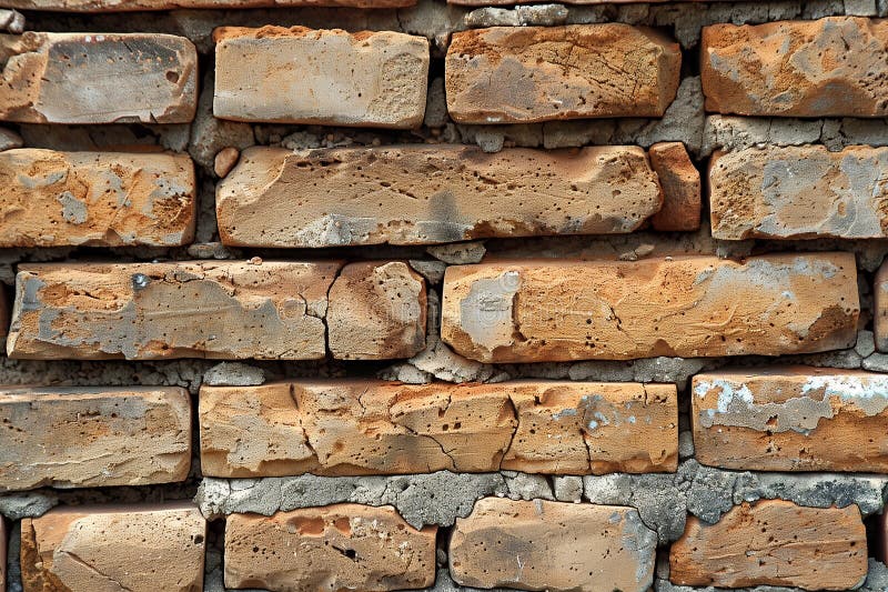 Weathered Brick Wall Texture with Cracked Mortar Stock Illustration ...