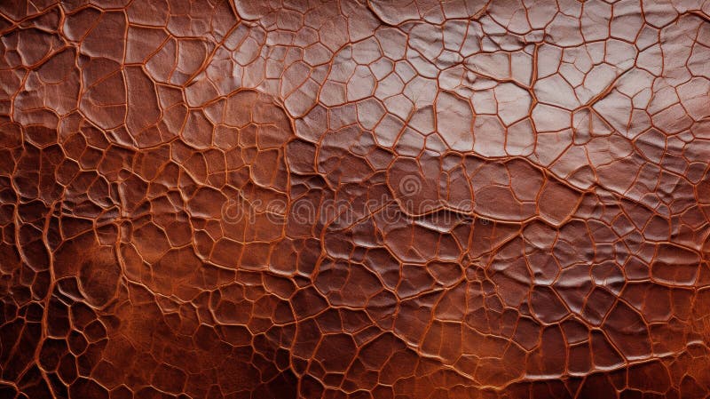 The Image is a Close-up of a Brown Leather Texture with a Cracked and ...
