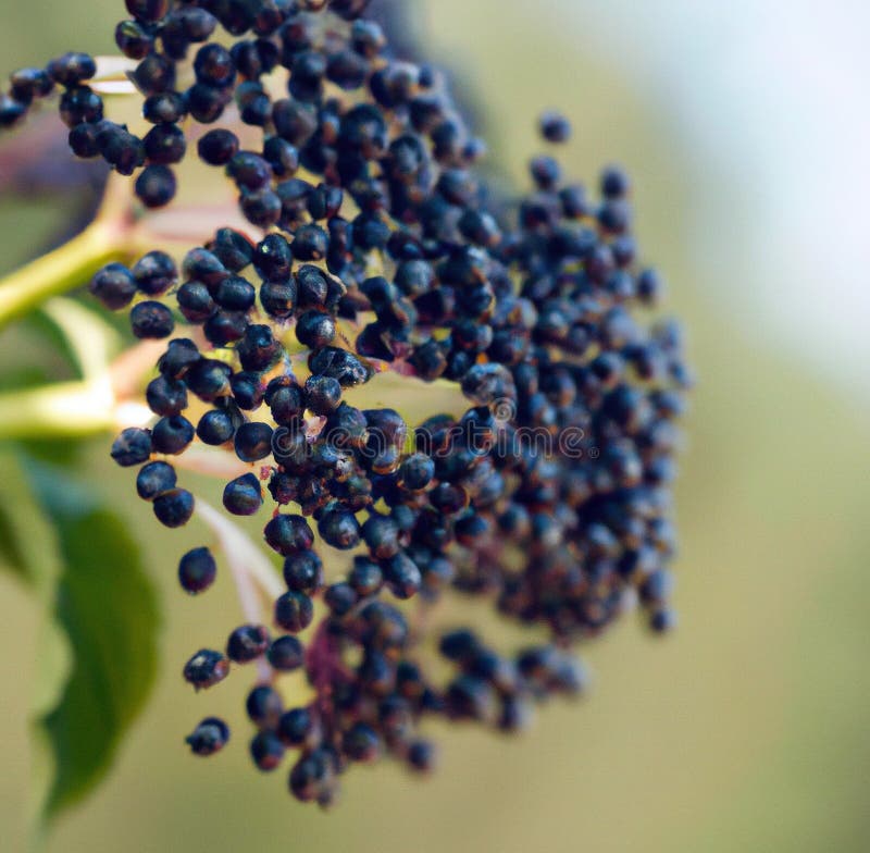 Image of Close Up of Fresh Black Elderberries Growing on Tree Stock ...