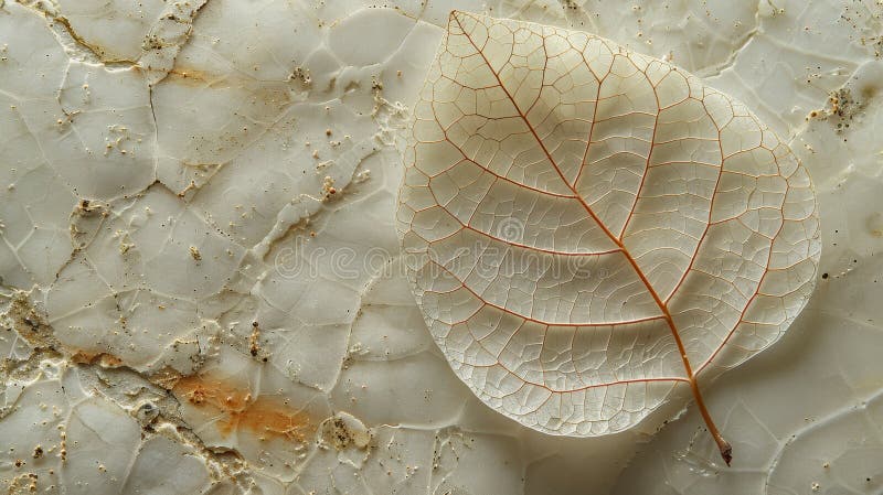 The Image is a Close-up of a Leaf on a Marble Surface. the Leaf is ...