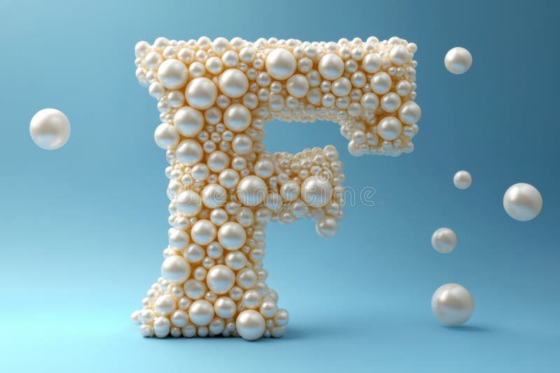 The Image is a Close Up of the Letter F Made Out of Small White Spheres ...