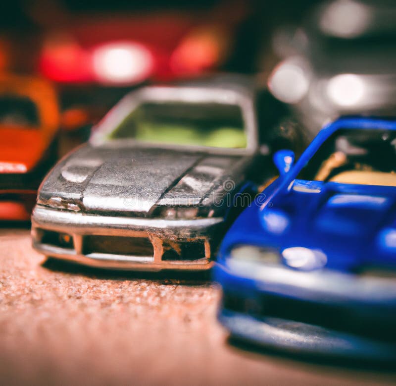 Image of Close Up of Multiple Car Models on Dark Background Stock Photo ...