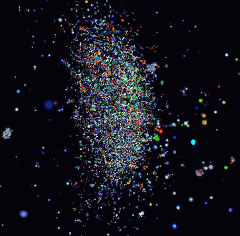 Image of Close Up of Multiple Colourful Particles on Dark Background ...