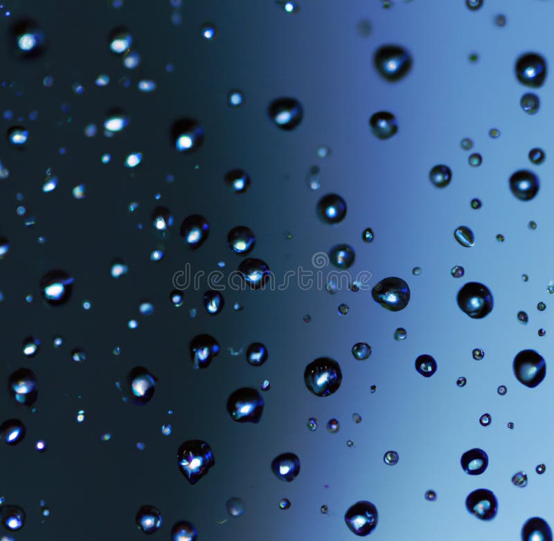Image of Close Up of Multiple Rain Drops on Blue Surface Stock Image ...