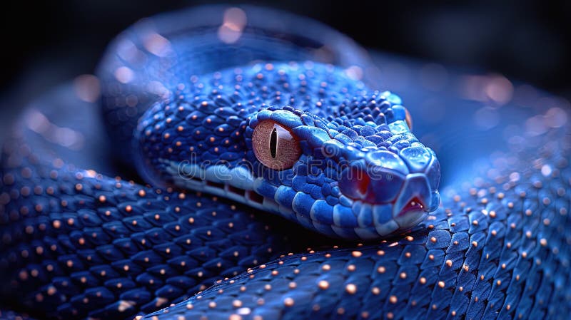 Blue Viper Snake Close-Up in Focus Stock Photo - Image of fauna ...