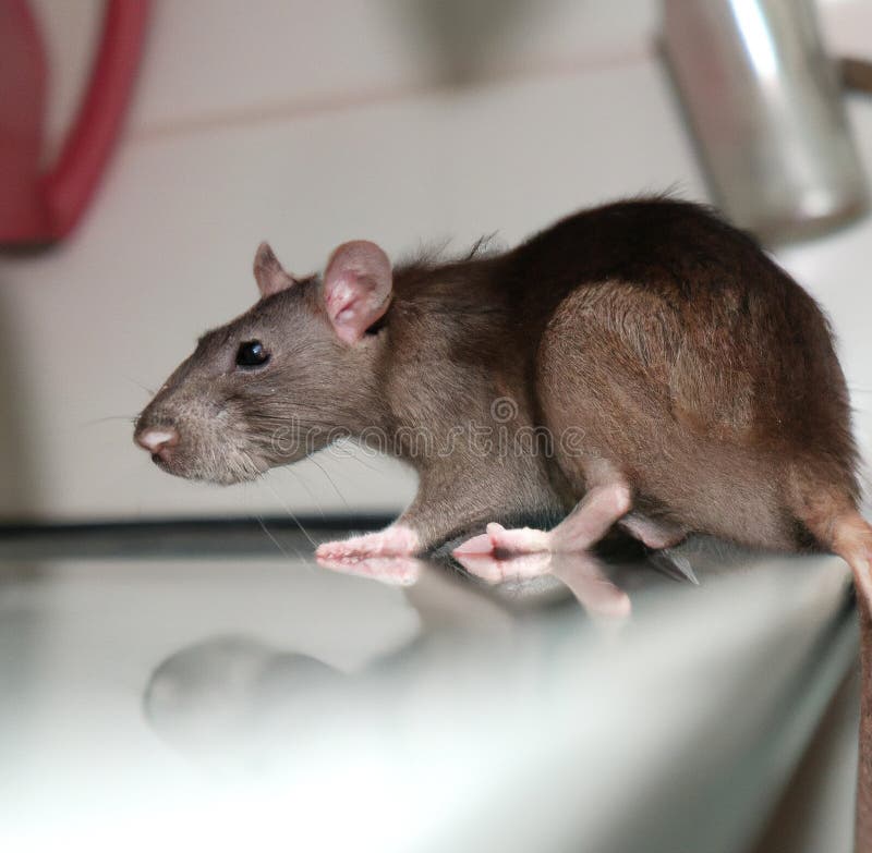Image of Close Up of Side View of Rat on Light Grey Background Stock ...