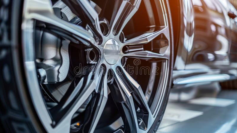 An Image of a Close-up of a Vehicle S Magnesium Alloy Wheel. Stock ...