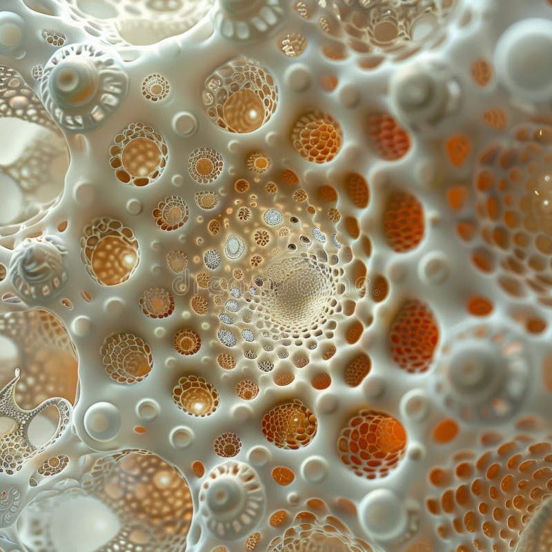 The Image is a Close-up of a White and Orange Sponge-like Material with ...