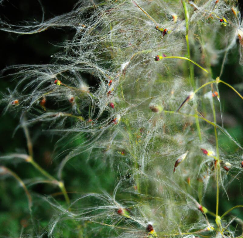 Image of Close Up of White Plant Wisp on Green Background Stock Photo ...
