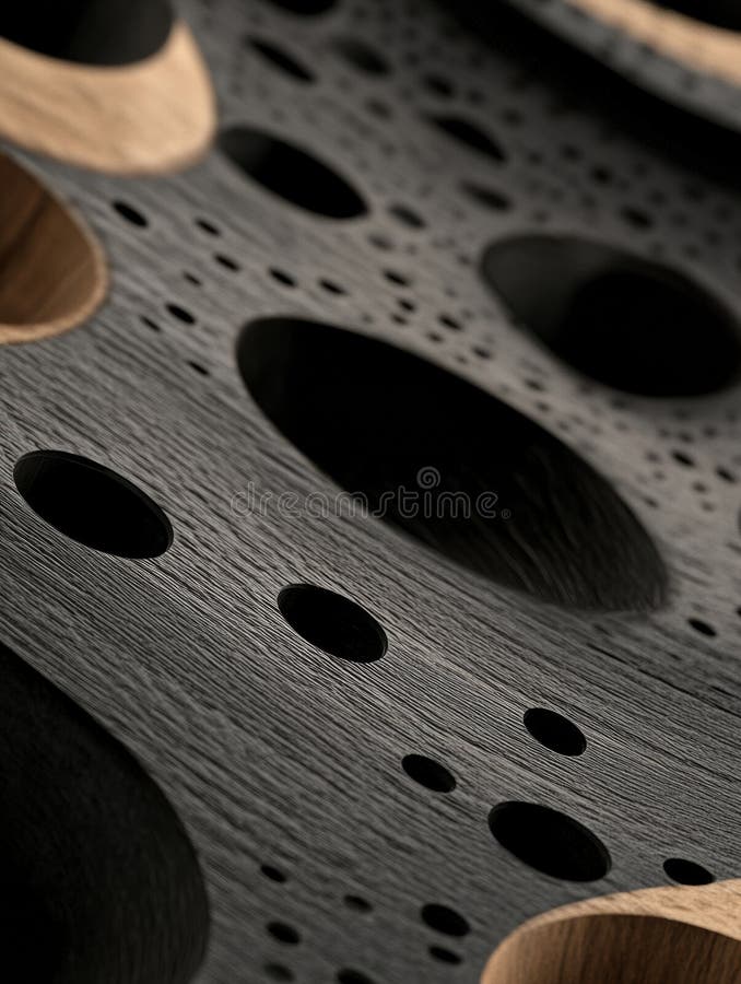 The Image is a Close Up of a Wooden Surface with Many Small Holes Stock ...