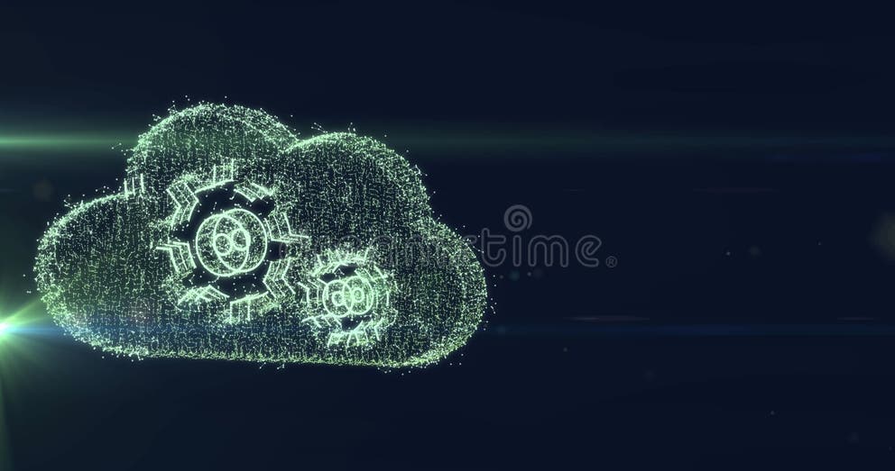 Image of Cloud with Cogs Ai Data Processing Over Grid and Dark ...