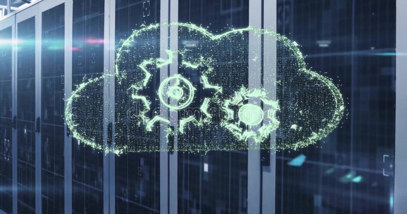 Image of Cloud with Cogs with Data Processing Over Computer Servers ...