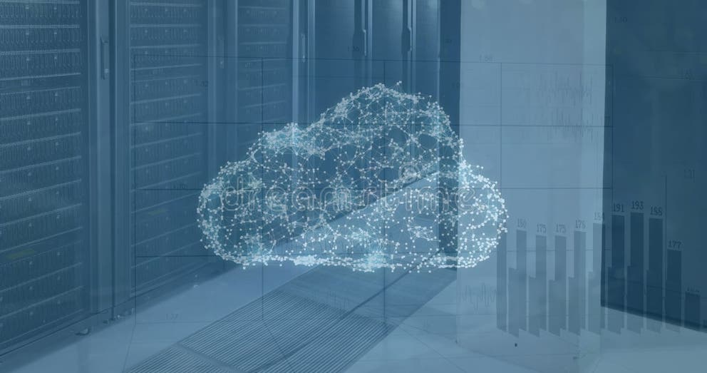 Image of Cloud Icon Over Statistical Data Processing Against Server ...