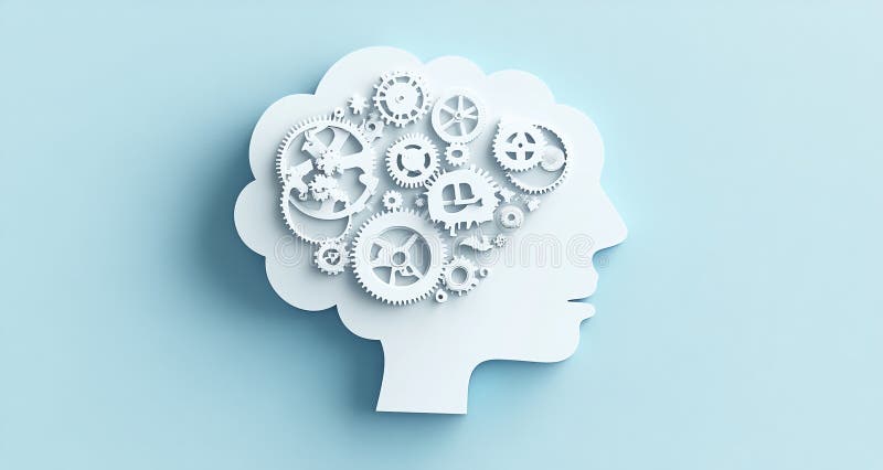 Cloud Computing Concept with Gears Inside a Cloud Shape on Blue ...