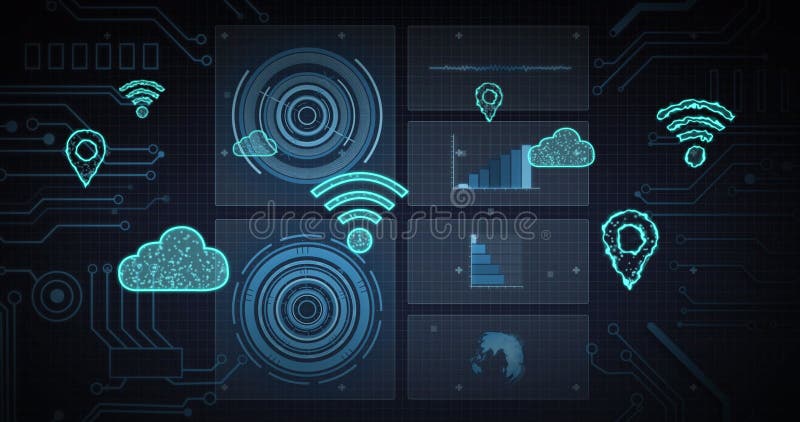 Image of Cloud and Wifi Icons, Scope Scanning and Data Processing Stock ...