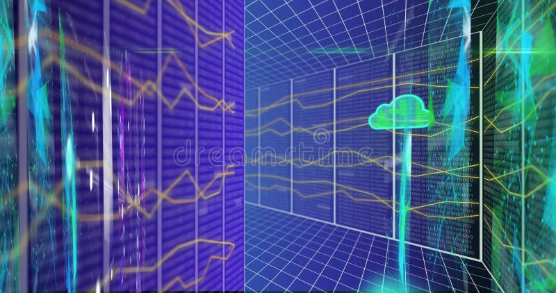 Image of Clouds, Data Processing and Connections Over Computer Servers Stock Photo - Image of ...