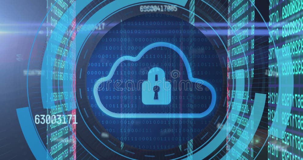 Image of Clouds with Digital Padlock in Circle Over Servers Stock Photo - Image of privacy, data ...