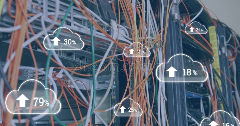 Image of Clouds with Increasing Numbers Over Wires and Servers Stock Image - Image of concept ...