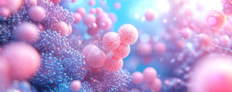 Image of a Cluster of Rod-shaped Bacteria in Shades of Pink and Purple ...