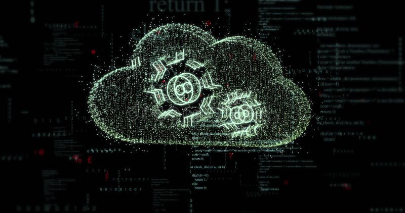 Image of Cogs in Cloud and Data Processing Over Black Background Stock ...